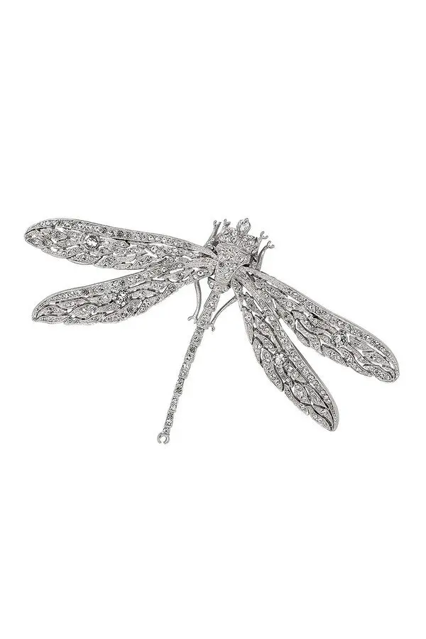 KENNETH JAY LANE Dragonfly Crystal Pin - Silver