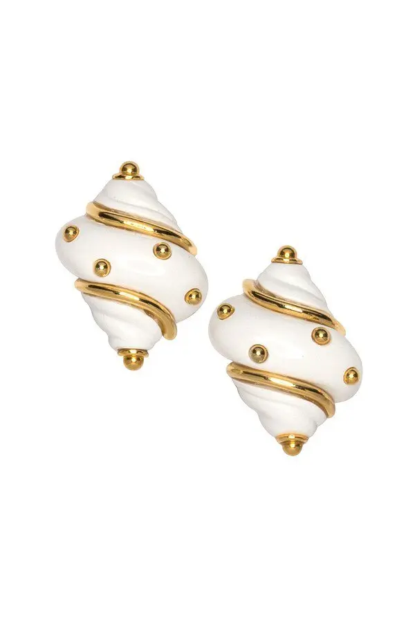 KENNETH JAY LANE Shell Clip-on Earrings - White