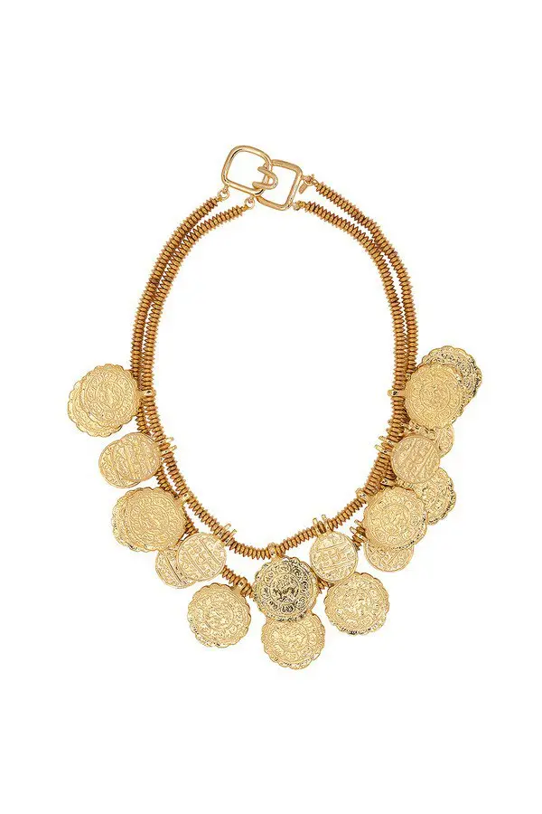KENNETH JAY LANE Double Row Coin Collar Necklace - Natural