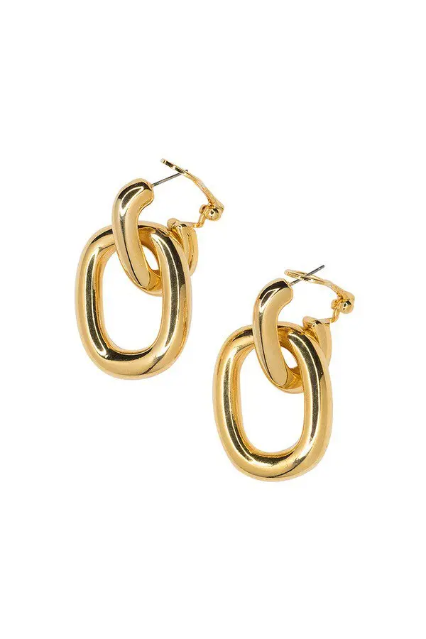 KENNETH JAY LANE Polished Doorknocker Pierced Earrings - Gold