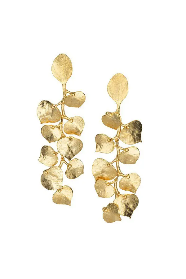KENNETH JAY LANE Cascading Leaf Earrings - Gold
