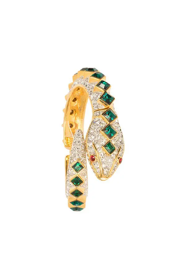 KENNETH JAY LANE Crystal And Emerald Snake Bangle - Red