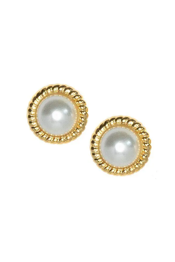 KENNETH JAY LANE Faux Pearl And Twisted Clip Earrings - Gold