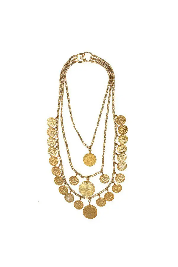 KENNETH JAY LANE Three Row Coin Collar Necklace - Gold