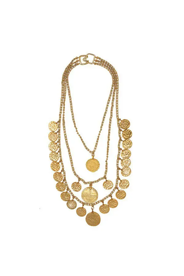 KENNETH JAY LANE Three Row Coin Collar Necklace