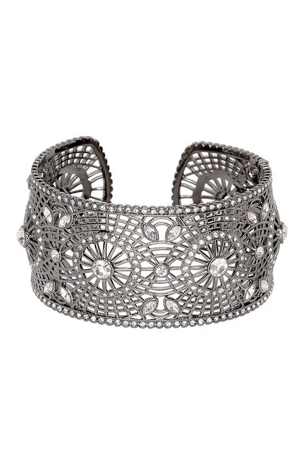 KENNETH JAY LANE Multi Crystal Cuff Bracelet - Natural