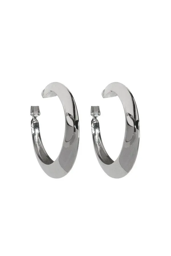 KENNETH JAY LANE Polished Silver Hoop Clip Earrings - Red