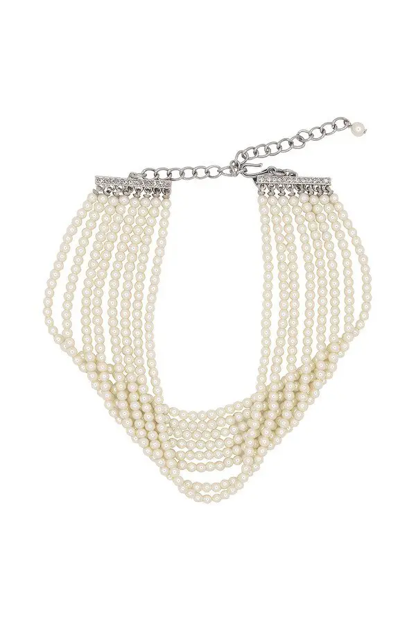 KENNETH JAY LANE Eight Row Pearl Choker - Silver