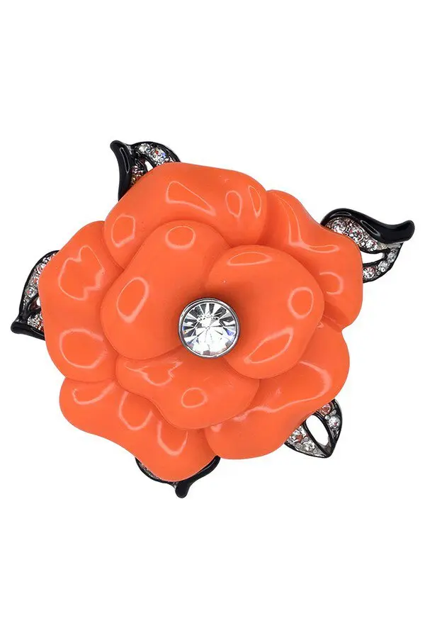 KENNETH JAY LANE Resin Flower Pin - Coral