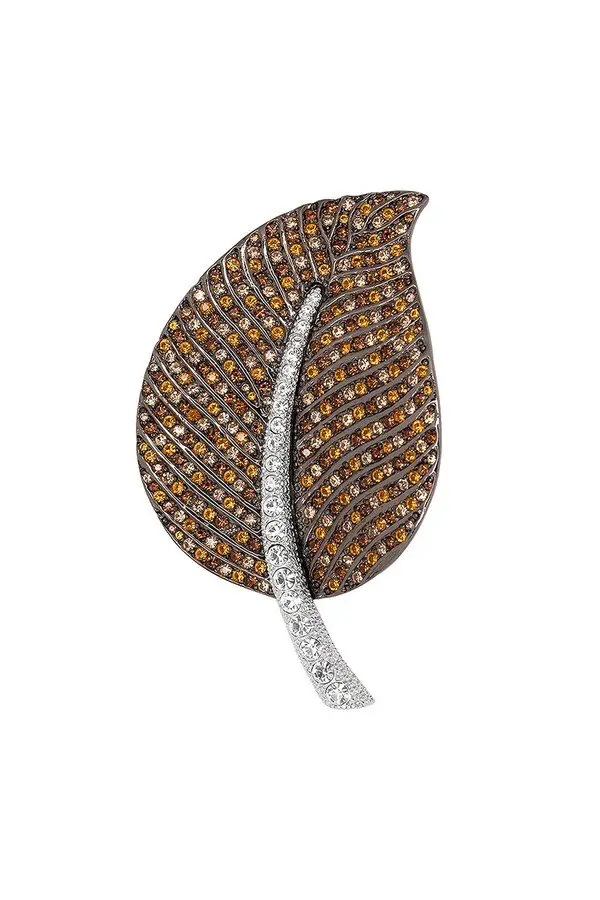 KENNETH JAY LANE Multi Topaz Leaf Pin - Natural