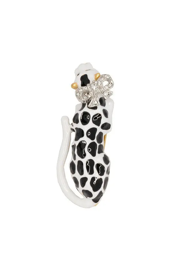 KENNETH JAY LANE Leopard Bow Pin - Black
