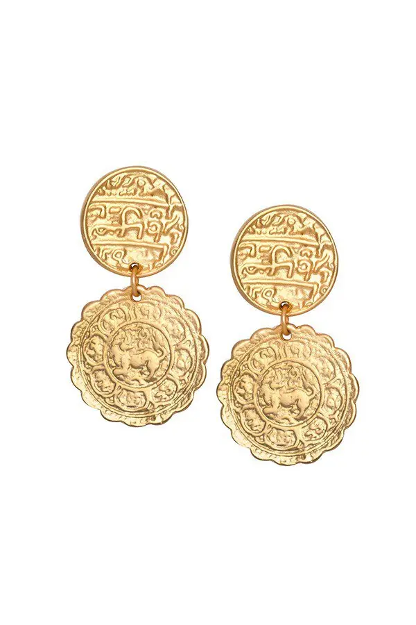 KENNETH JAY LANE Coin Drop Earrings - Gold