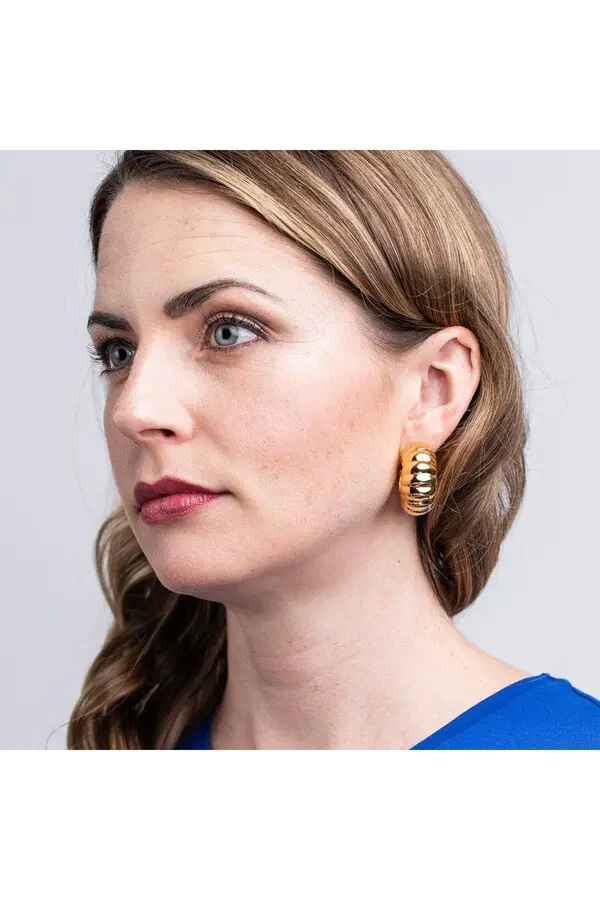 KENNETH JAY LANE Polished Shrimp Hoop Clip Earrings