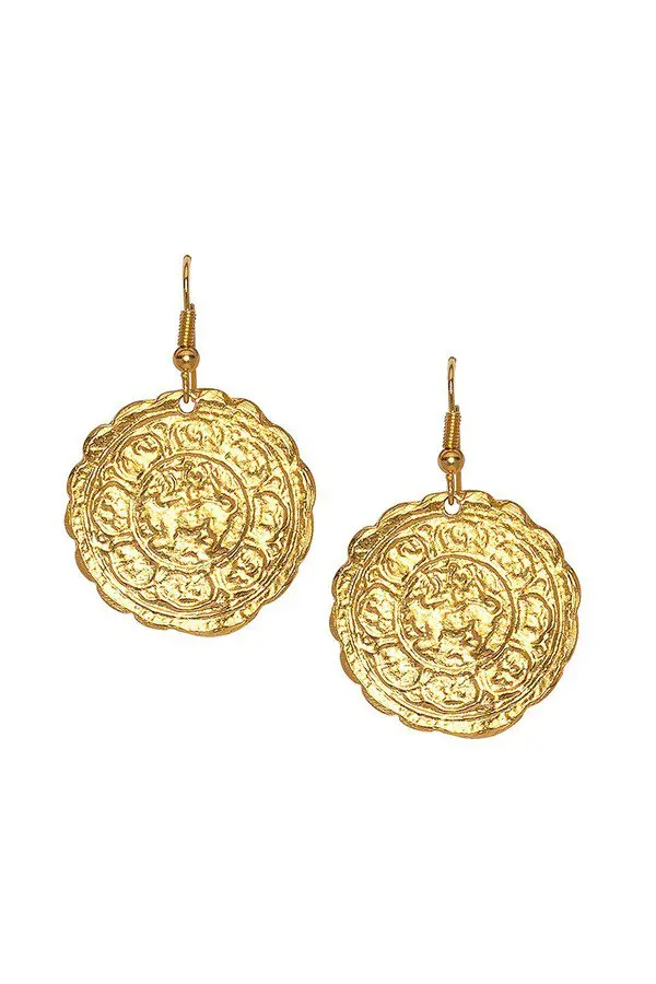KENNETH JAY LANE Coin Fishhook Drop Earrings