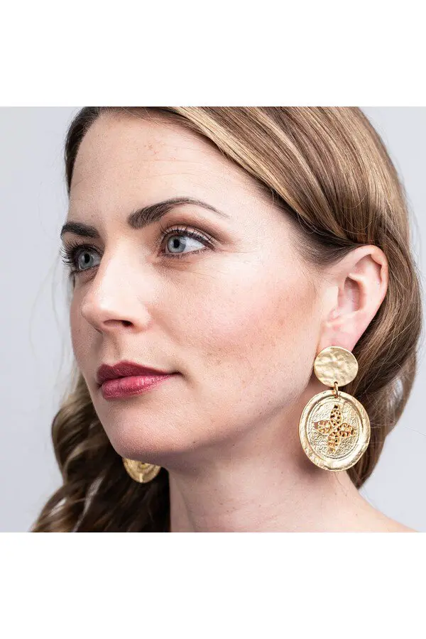 KENNETH JAY LANE Satin Carved Coin Drop Earrings