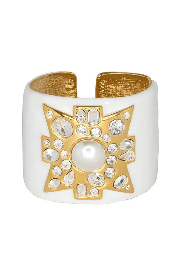KENNETH JAY LANE Maltese Cross Cuff - White