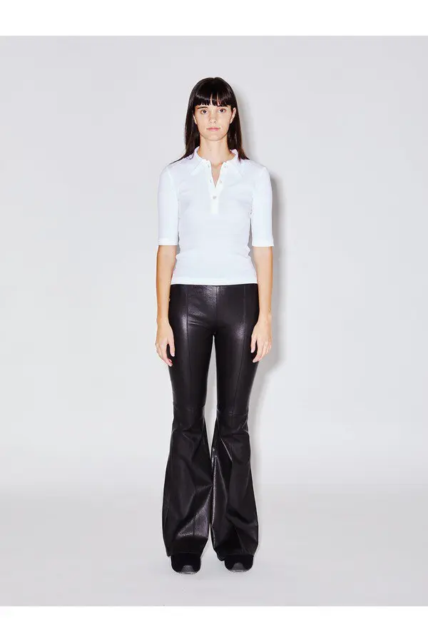 Rosetta Getty Pull On Pintuck Leather Flares - Black