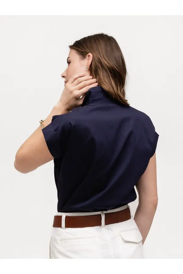 SARAH ALEXANDRA Cap Sleeve Pique Shirt