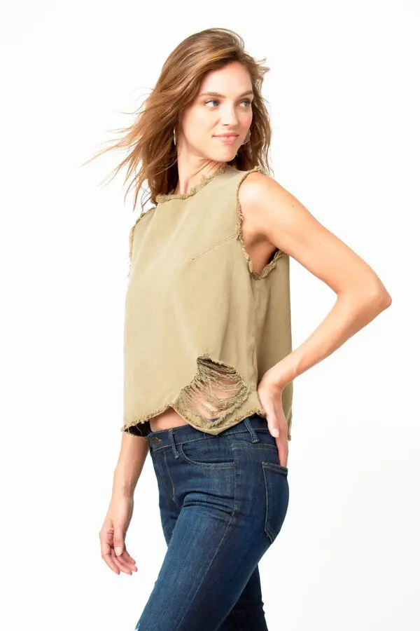 SIWY Phoebe Sleeveless Crop Top - Green
