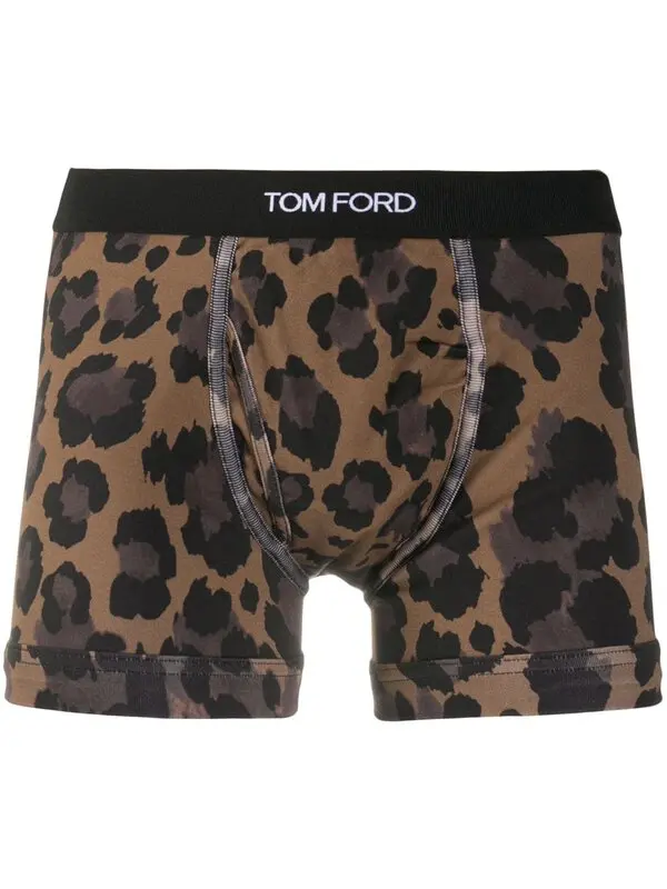TOM FORD Leopard-print Boxers - Brown