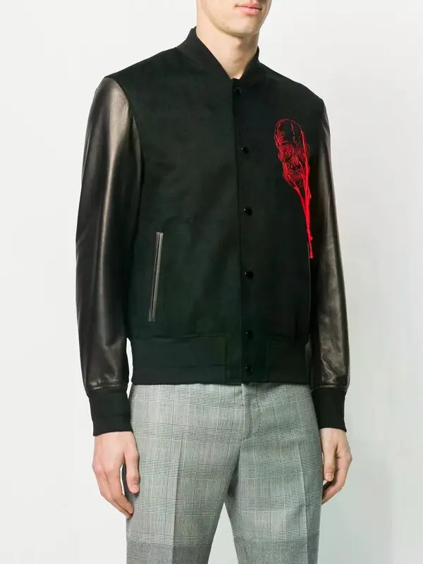 Alexander McQueen Embroidered Varsity Jacket - Blue