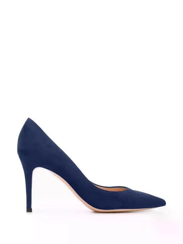 GIANVITO ROSSI Navy Suede Pointed Toe Pumps