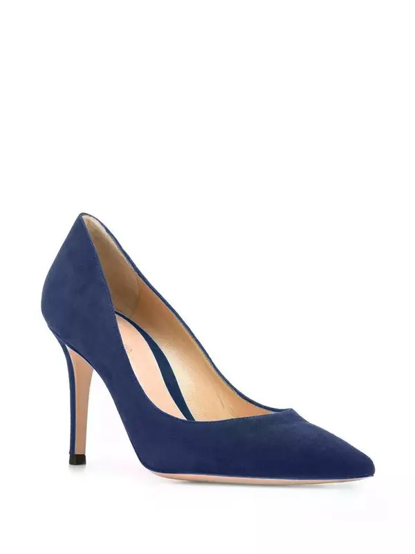 GIANVITO ROSSI Navy Suede Pointed Toe Pumps