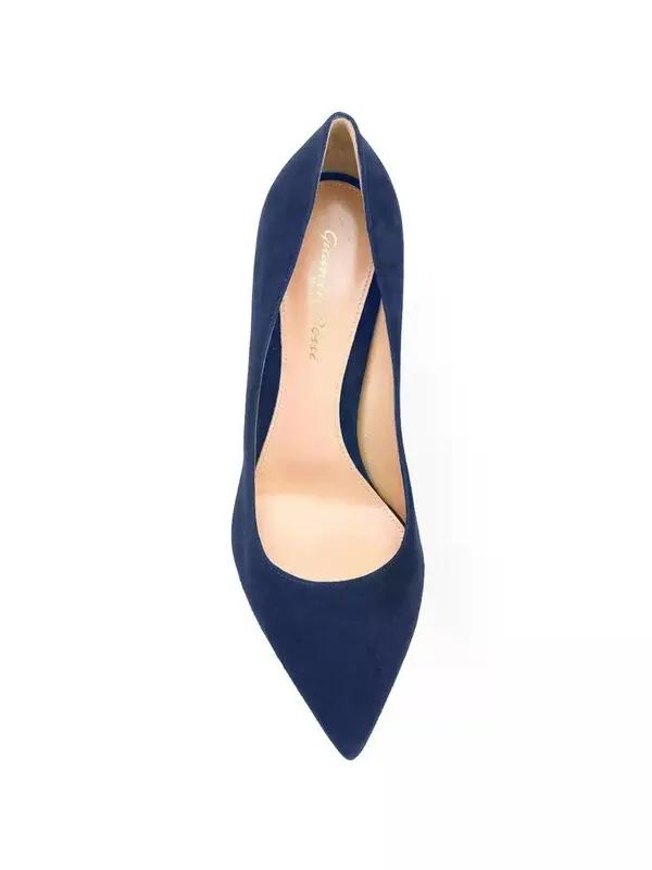GIANVITO ROSSI Navy Suede Pointed Toe Pumps