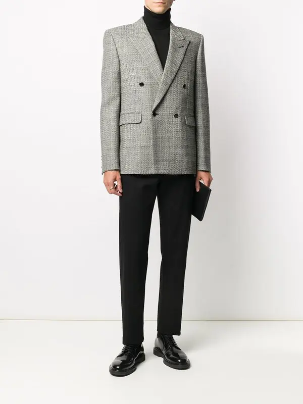 Saint Laurent Deconstructed Check Double-breasted Blazer