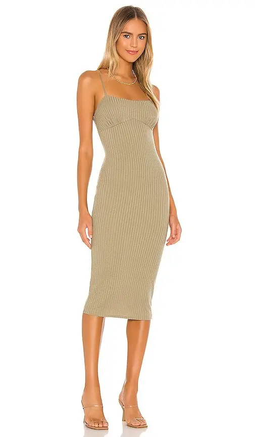sage green bridesmaid dresses ireland Full Moon Cut-Out Bust Halterneck Midi Dress Sage
