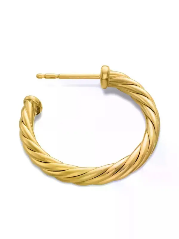 David Yurman 18kt Yellow Cablespira Hoop Earrings - Gold
