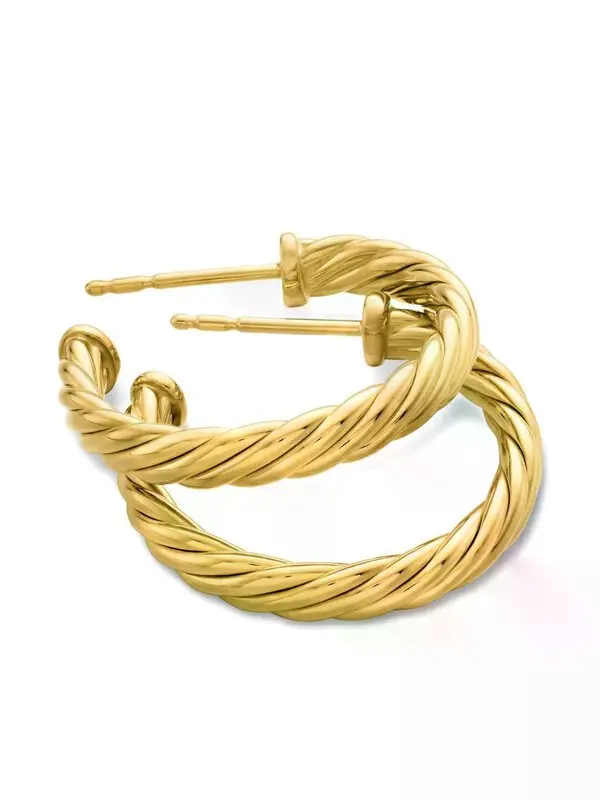 David Yurman 18kt Yellow Cablespira Hoop Earrings - Gold