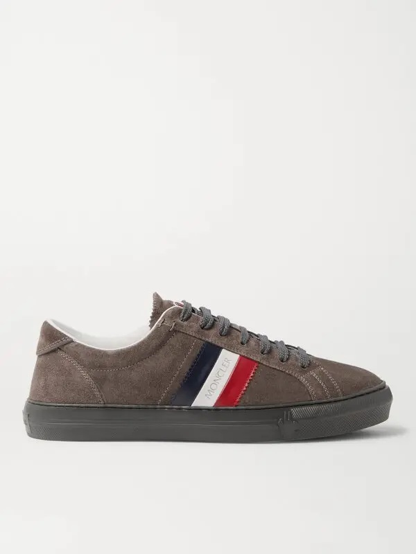 Moncler Monaco Suede And Leather Sneakers - Brown