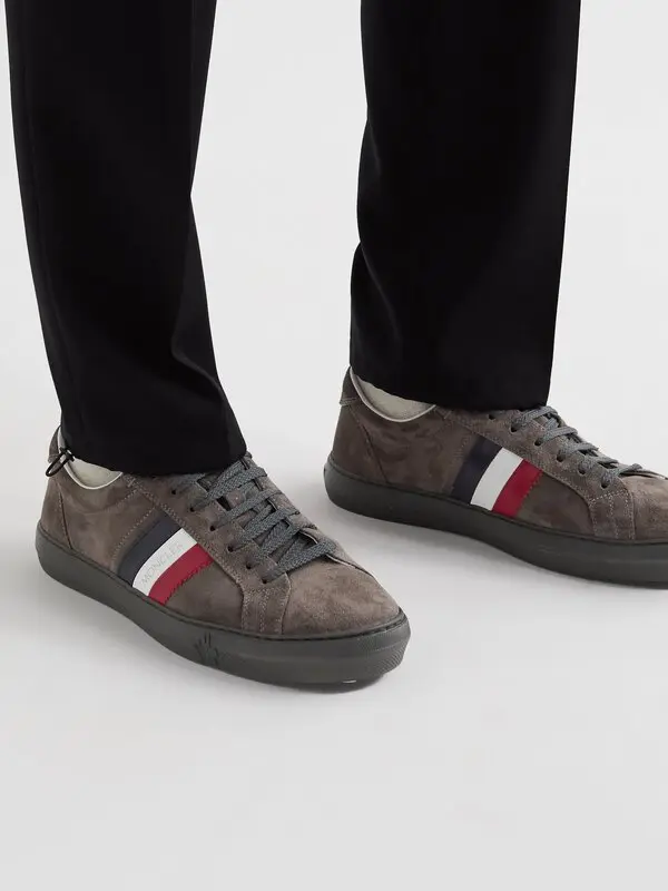 Moncler Monaco Suede And Leather Sneakers - Brown