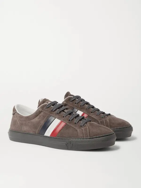 Moncler Monaco Suede And Leather Sneakers - Brown