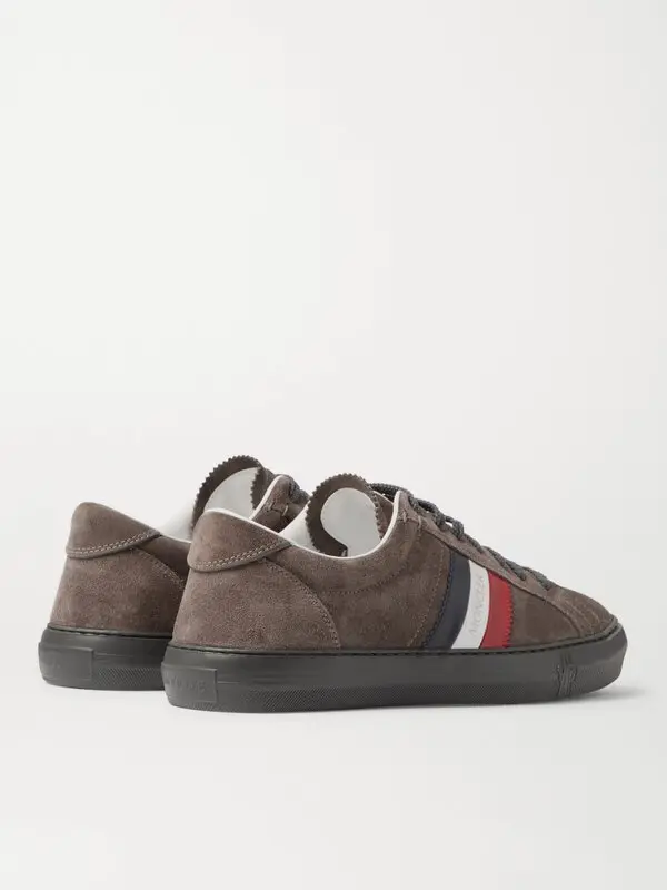 Moncler Monaco Suede And Leather Sneakers - Brown