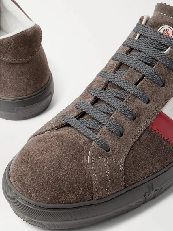 Moncler Monaco Suede And Leather Sneakers - Brown