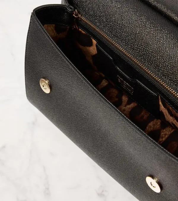 Dolce & Gabbana Sicily Leather Shoulder Bag - Black