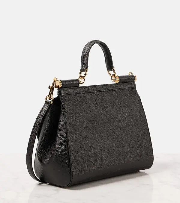 Dolce & Gabbana Sicily Leather Shoulder Bag - Black