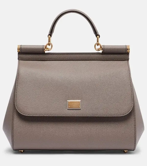 Dolce & Gabbana Sicily Leather Shoulder Bag - Grey