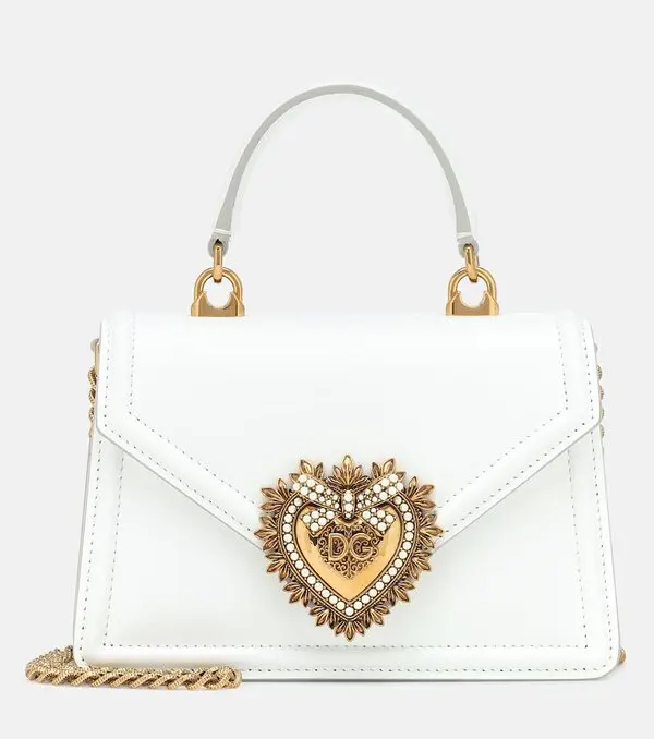 Dolce & Gabbana Devotion Small Leather Shoulder Bag - White