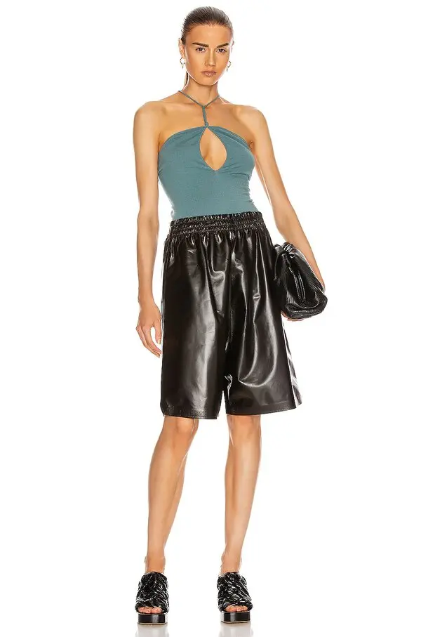 Bottega Veneta Leather Bermuda Short - Fondente