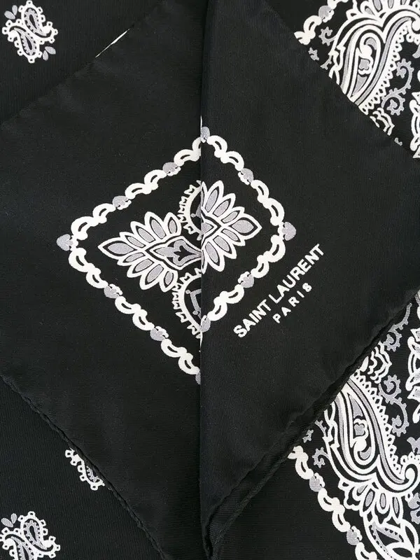 Saint Laurent Bandana-Print Silk Scarf - Black | Editorialist