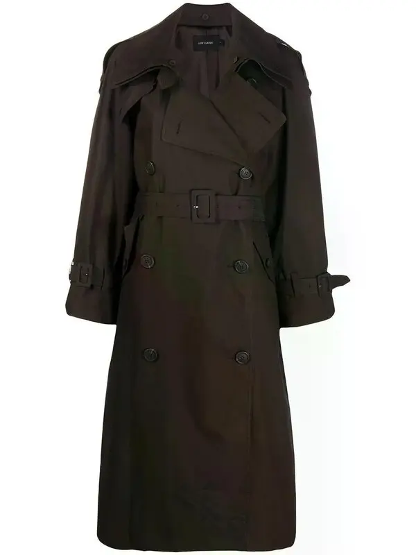 LOW CLASSIC Belted Double-breasted Trench Coat