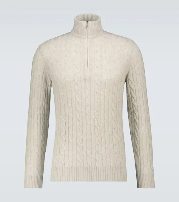 Loro Piana Mezzocollo Treccia Cashmere Sweater - Neutrals