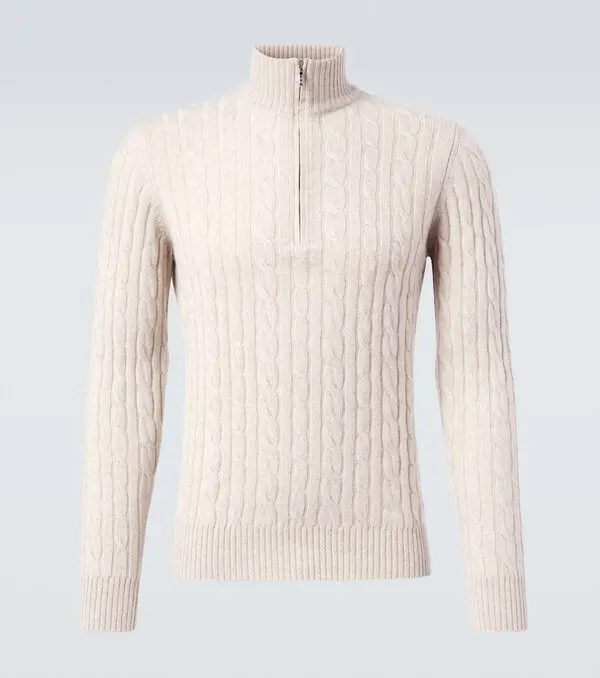 Loro Piana Mezzocollo Treccia Cashmere Sweater - Neutrals