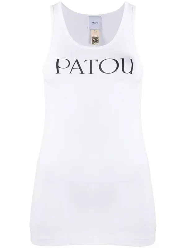 PATOU Logo Print Cotton Tank Top - White