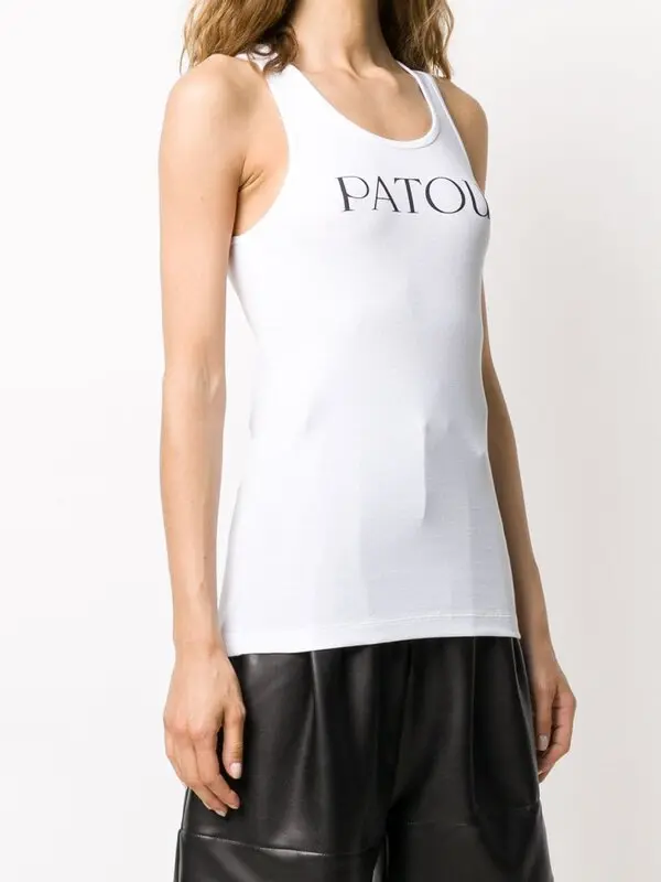 PATOU Logo Print Cotton Tank Top - White