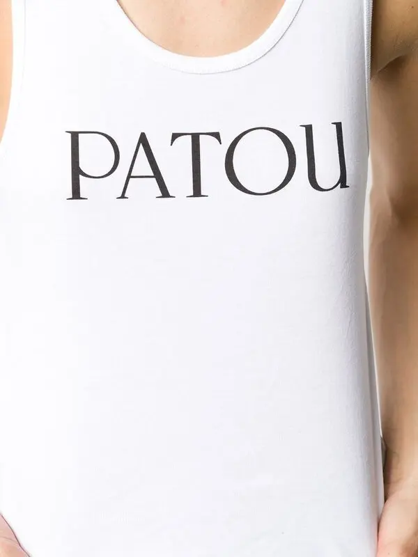 PATOU Logo Print Cotton Tank Top - White