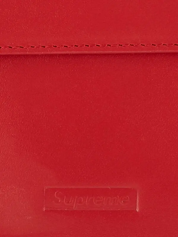Supreme Debossed-Logo Leather Id Holder - Red | Editorialist